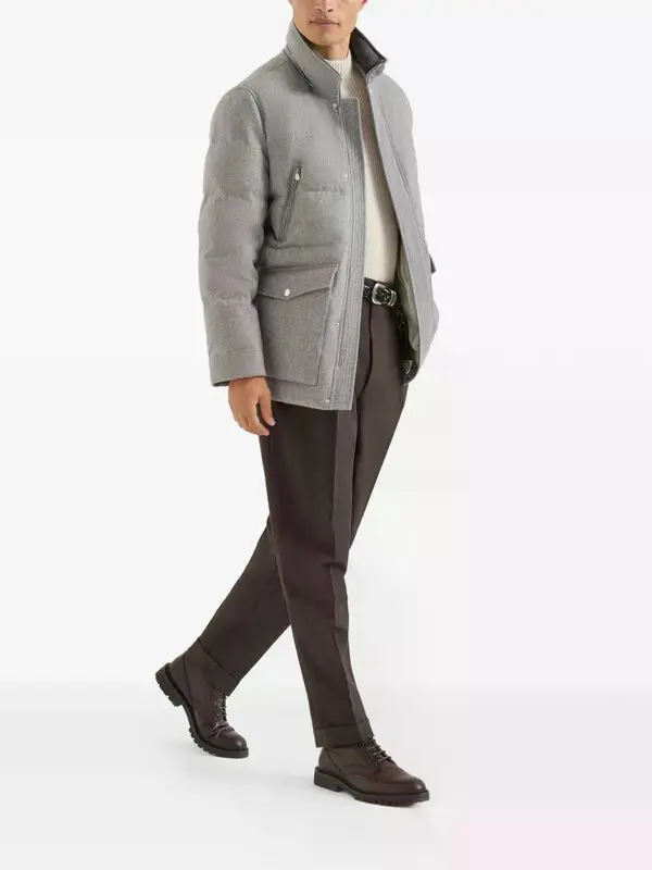 Brunello Cucinelli Padded Hooded Coat - Grey