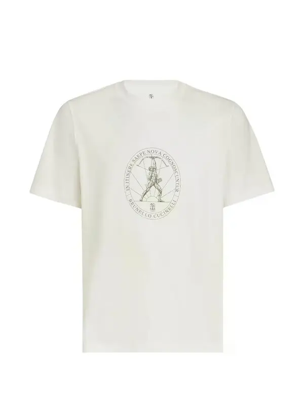 Brunello Cucinelli Cotton-jersey Crew-neck T-shirt With Print - White