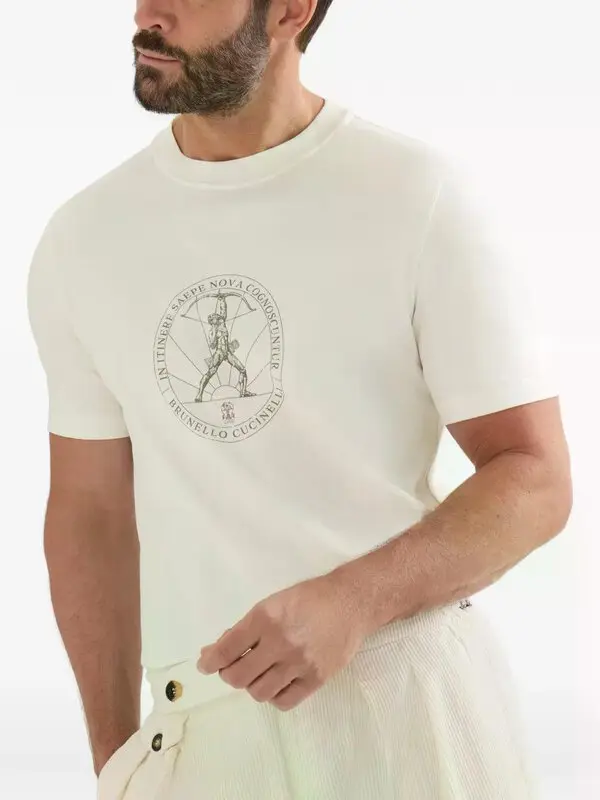 Brunello Cucinelli Cotton-jersey Crew-neck T-shirt With Print