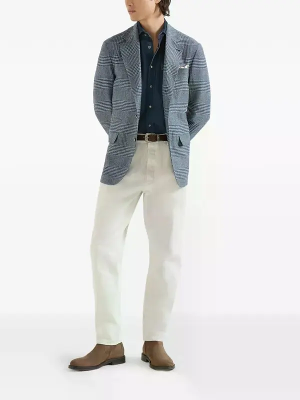 Brunello Cucinelli Garment-dyed Easy-fit Western Shirt In Narrow-wale Corduroy - Blue