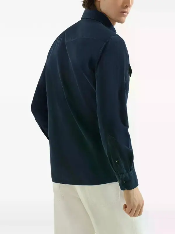 Brunello Cucinelli Garment-dyed Easy-fit Western Shirt In Narrow-wale Corduroy - Blue