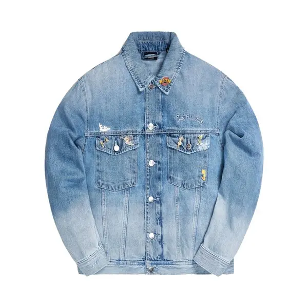 Kith X Looney Tunes Embroidered Denim Trucker Jacket - Blue