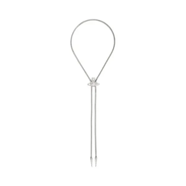 VIVIENNE WESTWOOD Platinum Bolo Tie With Crystal Embellishments - Silver