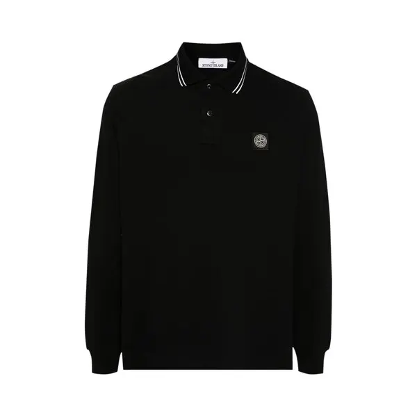 Stone Island Long Sleeve Polo Shirt - Black