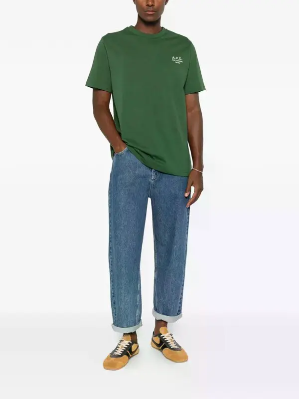 A.p.c. Rue Madame Logo Print Crew Neck T-shirt - Green