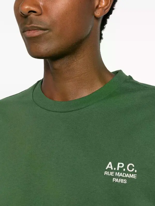 A.p.c. Rue Madame Logo Print Crew Neck T-shirt - Green