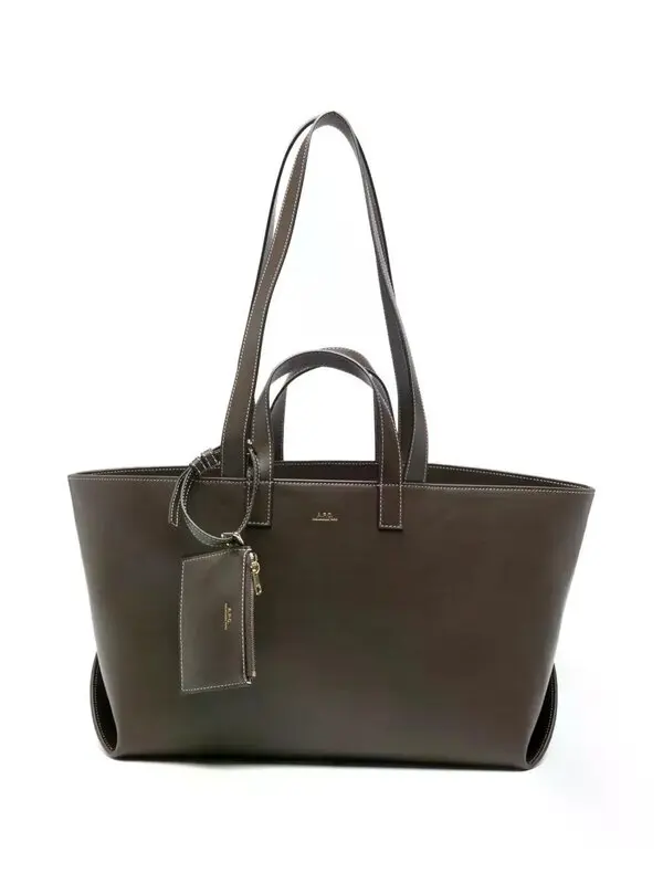 A.p.c. Contrast-stitching Leather Tote Bag - Brown