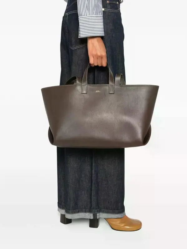 A.p.c. Contrast-stitching Leather Tote Bag