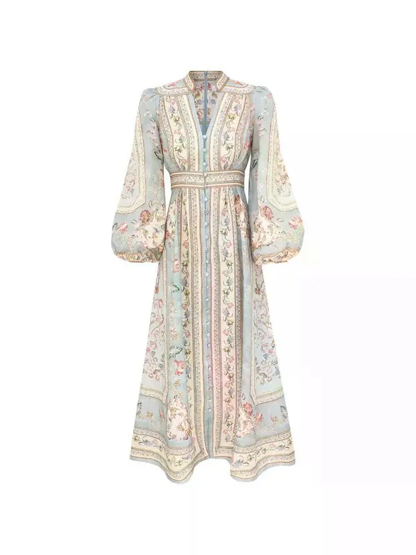 Zimmermann Roselight Plunge Midi Dress - Duck Egg Blue