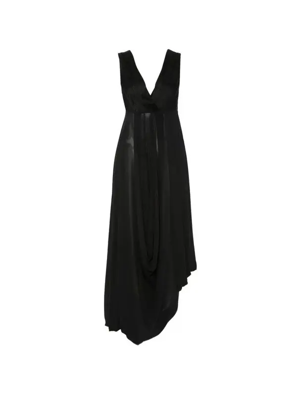 ANTONIO MARRAS VINTAGE Floral-jacquard Draped Dress - Black