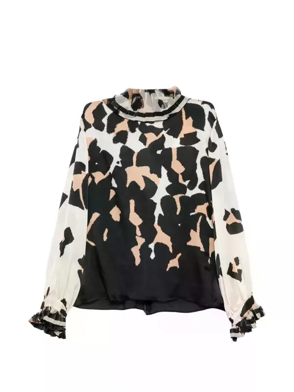 Roberto Cavalli 2000s Animal Print Ruffled Blouse