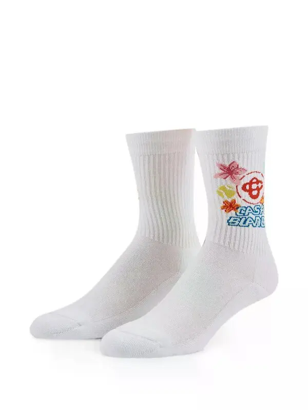 Casablanca Intarsia-knit Socks - White
