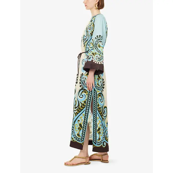 ALEMAIS Natalia Belted Linen Midi Dress