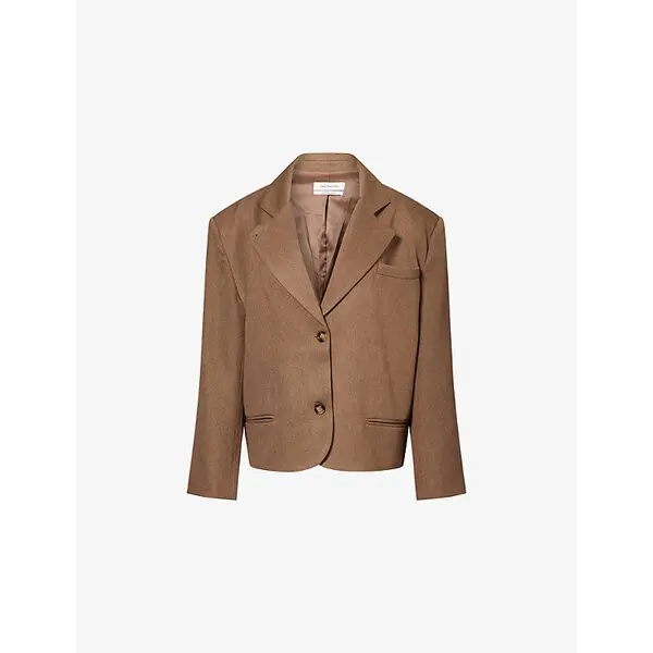 ATELIER NINETY FIVE Oversized Notch-lapel Woven Blazer - Brown