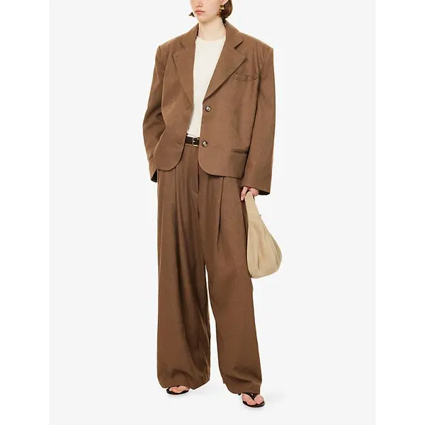 ATELIER NINETY FIVE Oversized Notch-lapel Woven Blazer