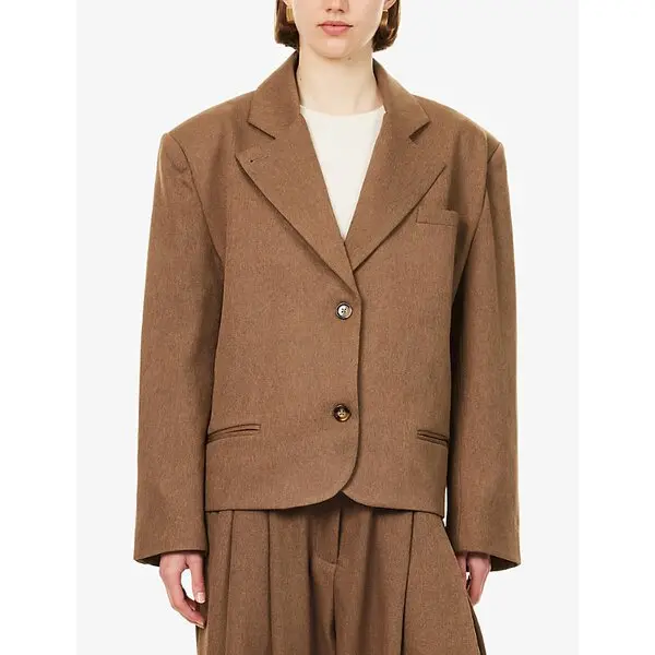 ATELIER NINETY FIVE Oversized Notch-lapel Woven Blazer