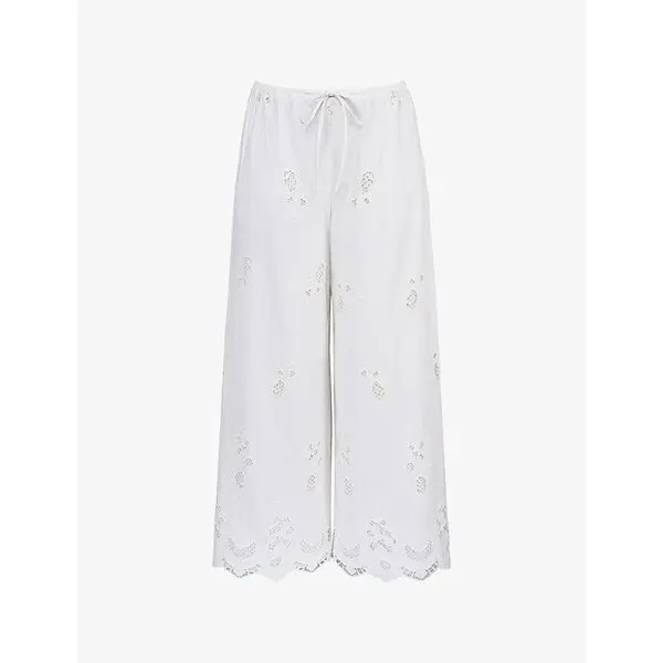 House Of Cb Mirea Wide-leg Cotton Trousers - White