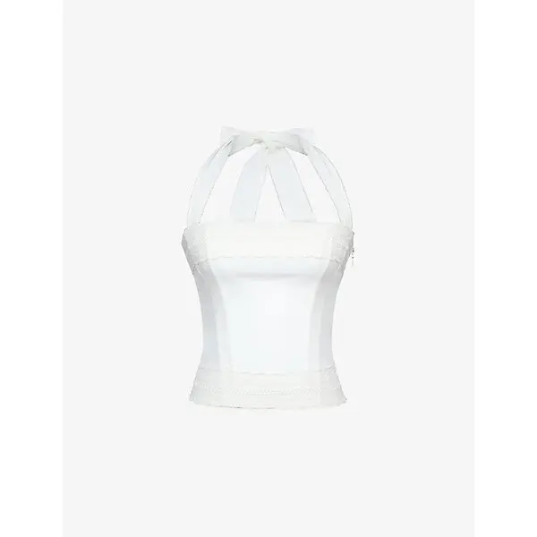 House Of Cb Cosette Halter-neck Cotton Top - White
