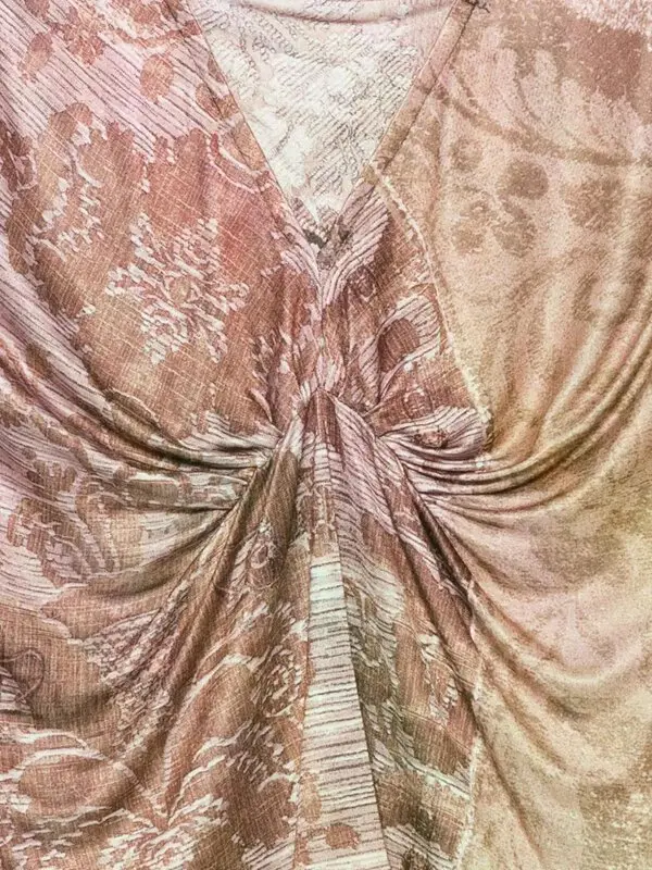 Roberto Cavalli 2000s Floral-print Twisted-front Blouse