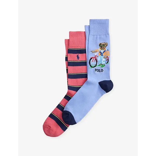 Polo Ralph Lauren Pack Of Two Crew Socks - Light Blue/blue