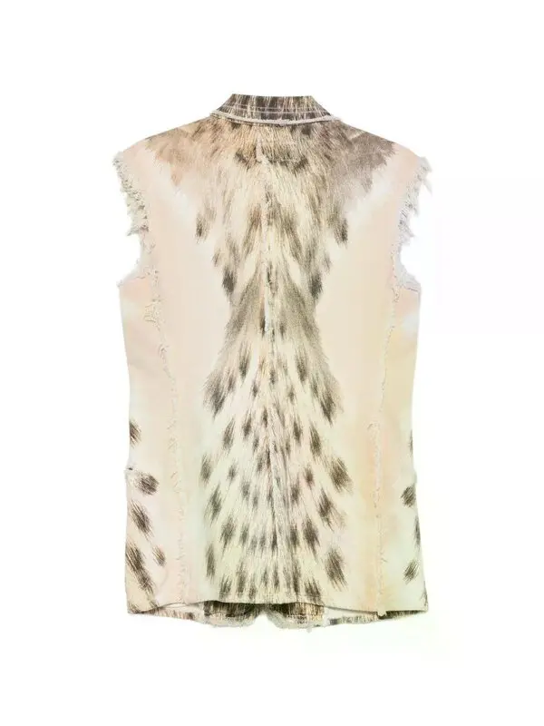 Roberto Cavalli 2000s Animal-print Frayed Jacket