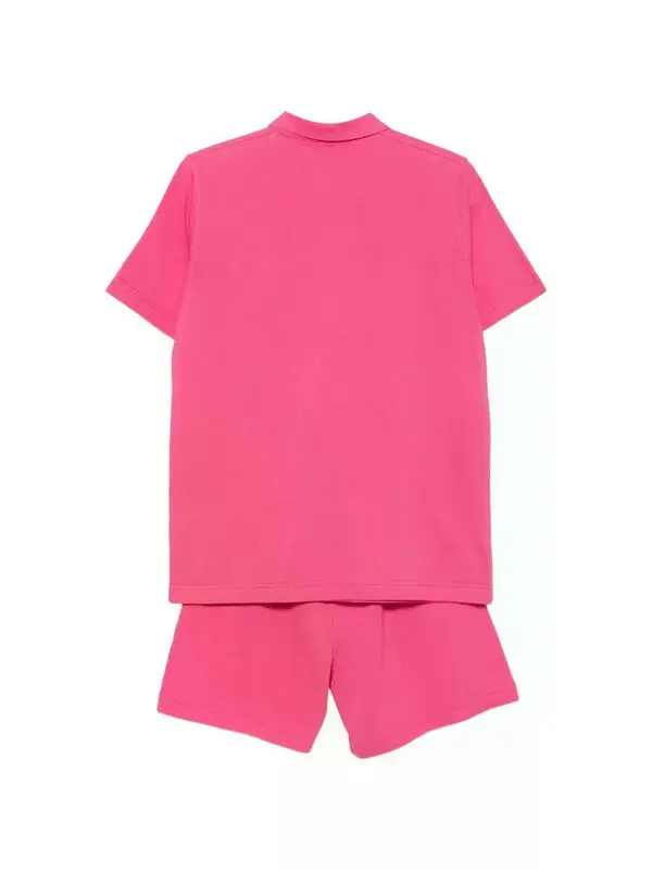 Versace Fuchsia Embroidered Logo Polo Shorts Set