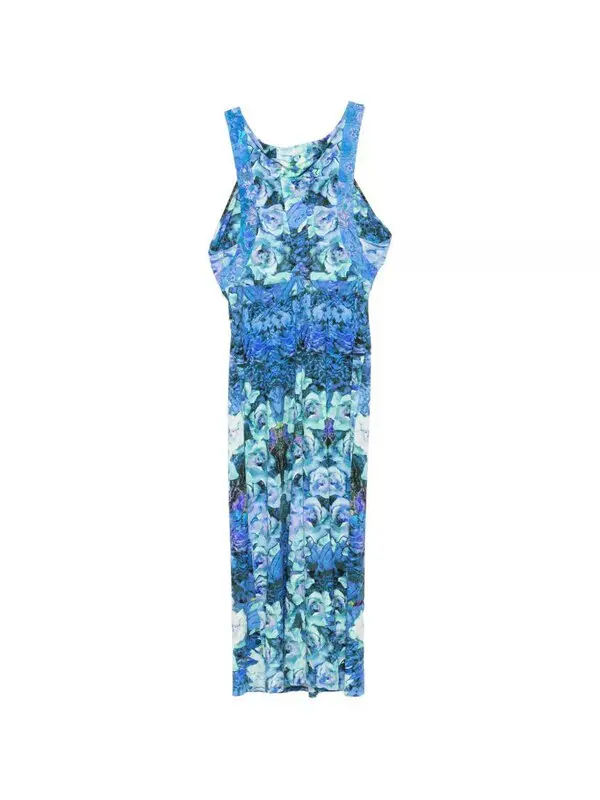 Roberto Cavalli 2000s Floral Maxi Dress - Blue