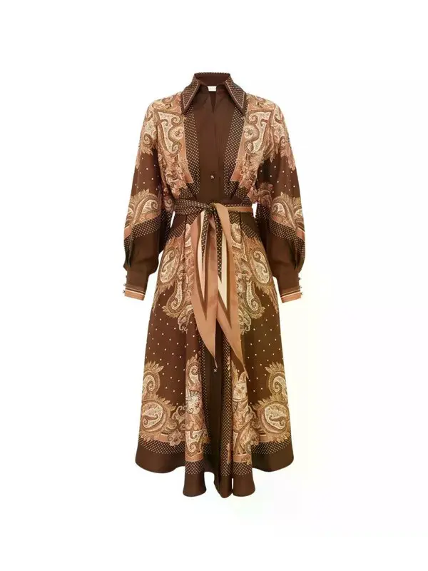 Zimmermann Paisley Print Silk Shirt Dress - Brown