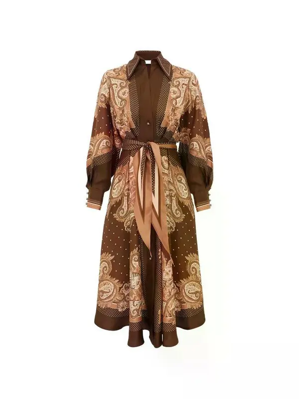 Zimmermann Paisley Print Silk Shirt Dress - Brown