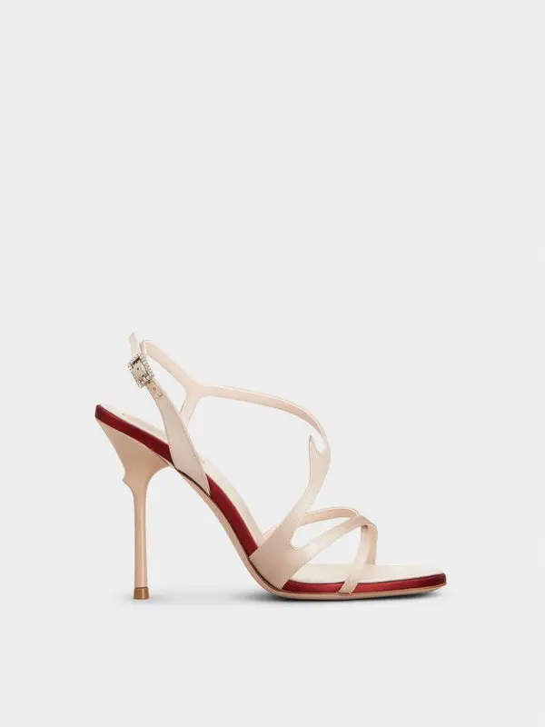 ROGER VIVIER Rose Vivier Sandals In Satin - Nude
