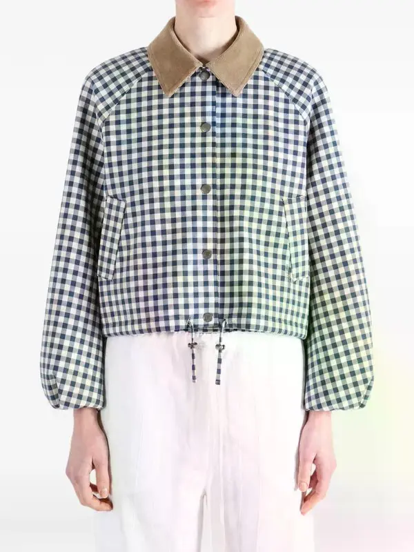 Barbour Ovingham Gingham Bomber Jacket - Blue