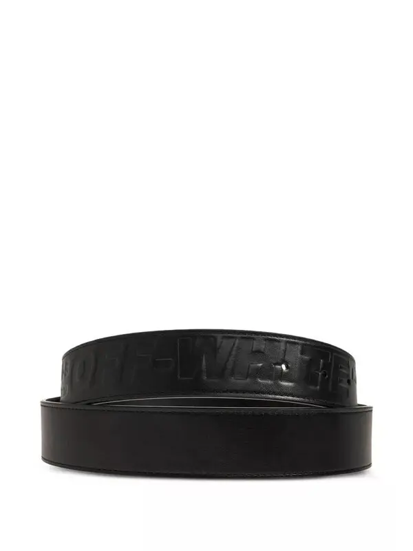 Off-White Embossed Buckle Leather Belt