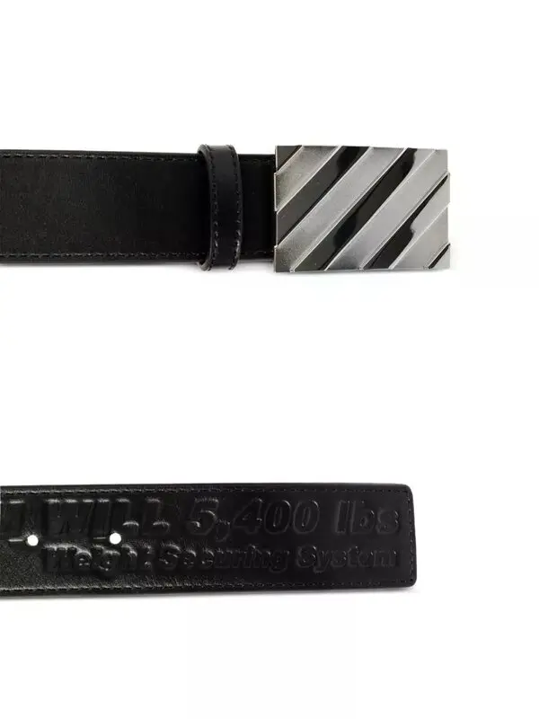 Off-White Embossed Buckle Leather Belt