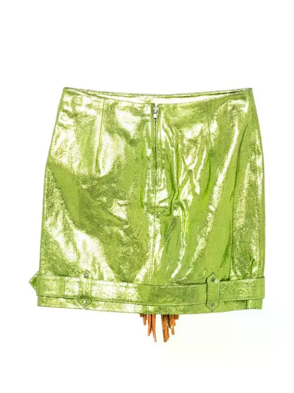 Jeremy Scott Fringed Mini Skirt - Green
