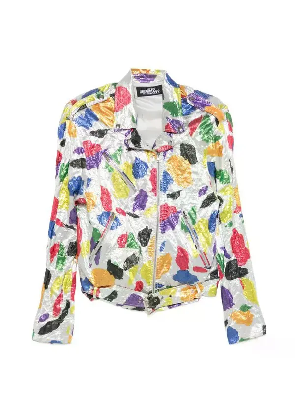 Jeremy Scott Printed Biker Jacket - Silver