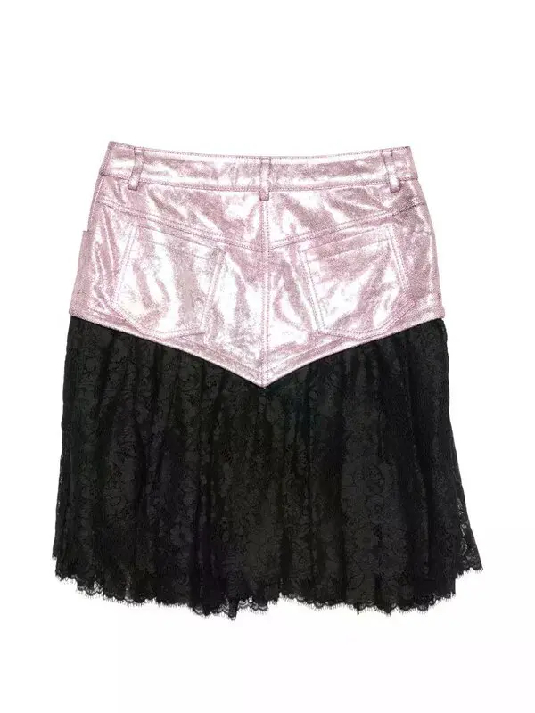 Jeremy Scott Lace-trimmed Metallic Leather Mini Skirt