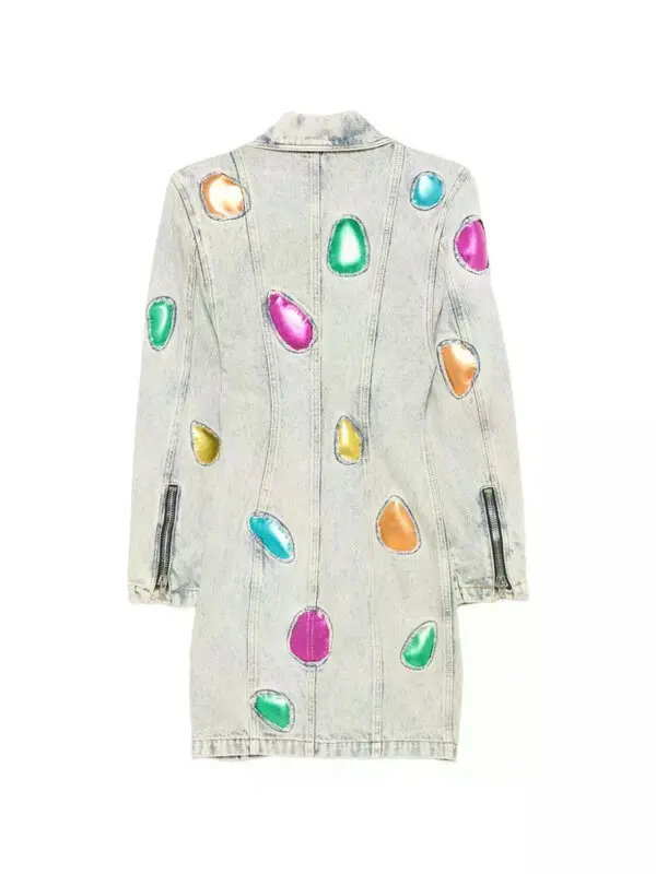 Jeremy Scott Metallic-appliqué Denim Coat - Blue