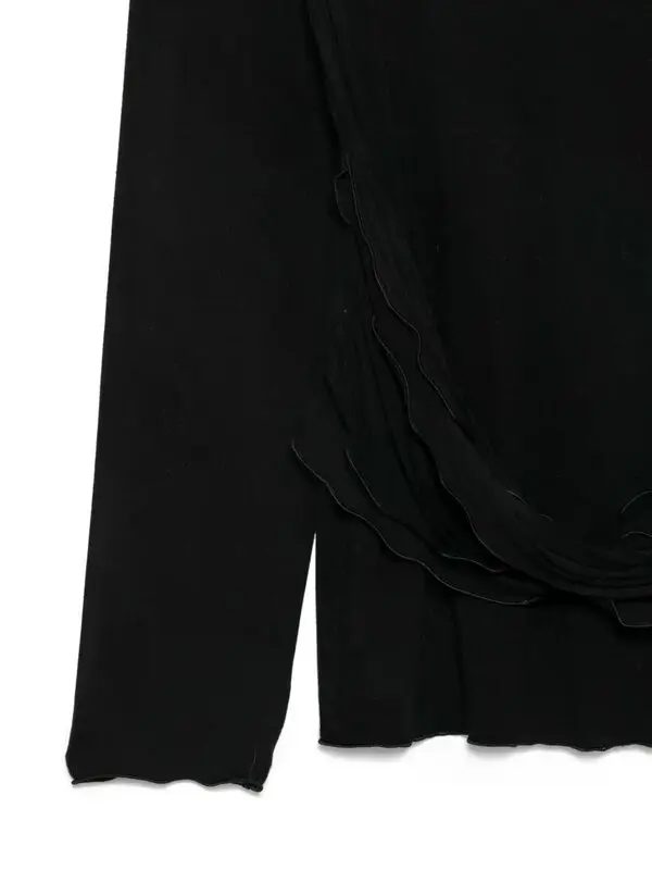 Giorgio Armani Ruffled Long-sleeve Top - Black