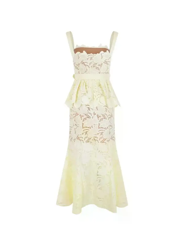 SELF-PORTRAIT Peplum Lace Maxi Dress