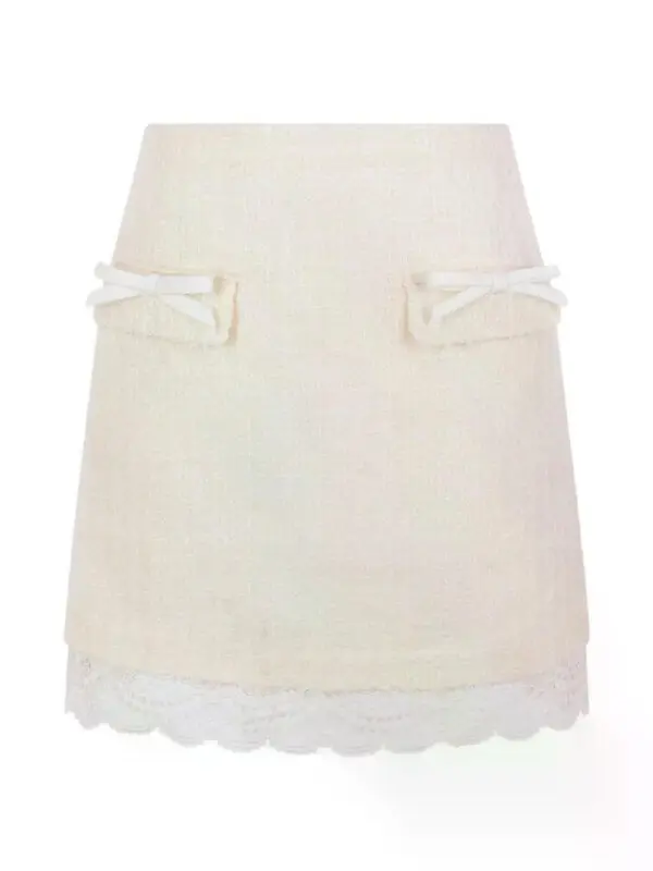 SELF-PORTRAIT Bow-detail A-line Midi Skirt - Neutrals