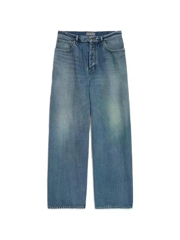 Balenciaga Baggy-fit Distressed Wide-leg Jeans - Blue