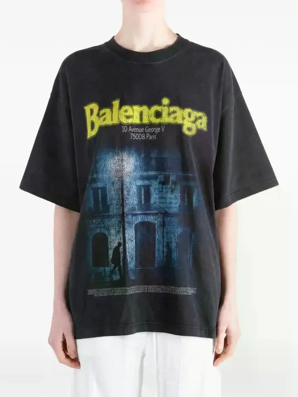 Balenciaga Graphic Print T-shirt - Black
