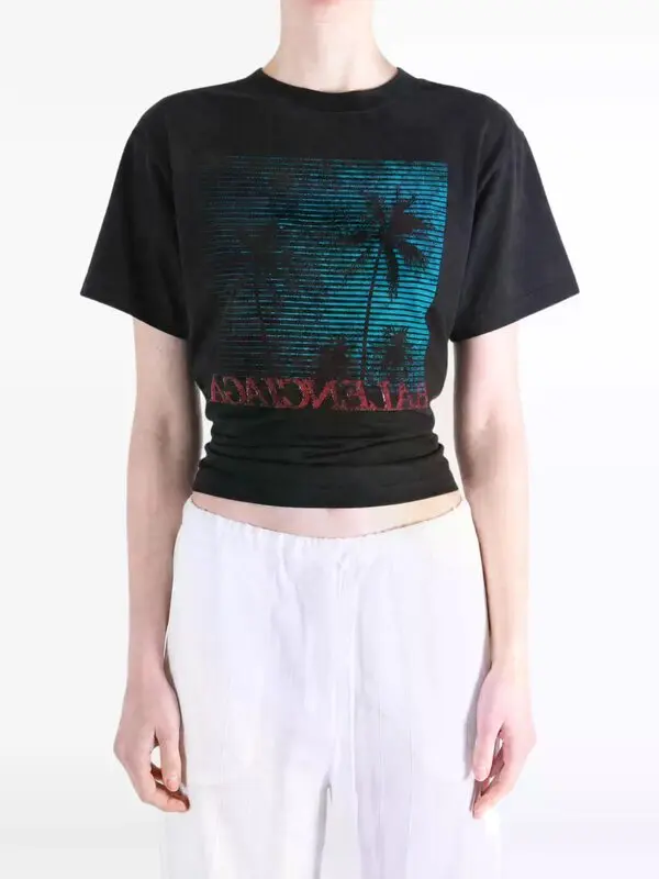 Balenciaga Graphic Print Cropped T-shirt