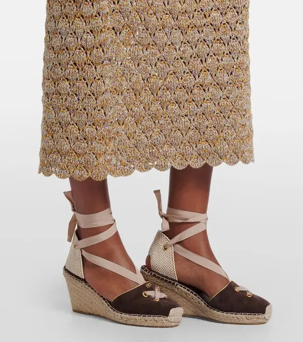 Valentino Garavani Open-knit Metallic Midi Dress