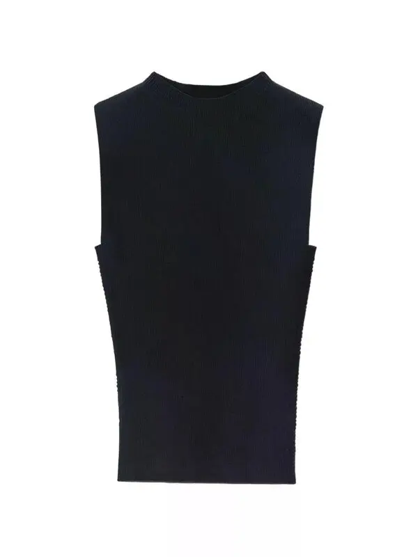 Alexander Wang Ribbed Knit Mock Neck Sleeveless Top - Black