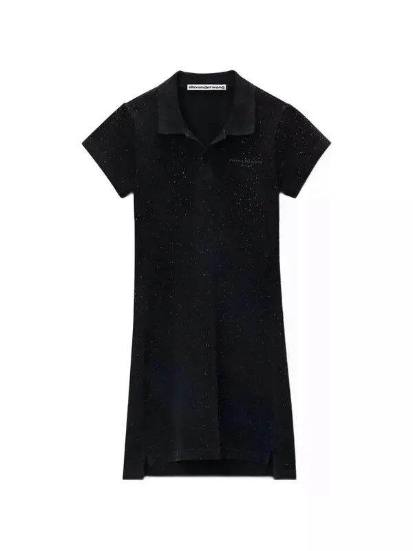 Alexander Wang Crystal-embellished Polo Mini Dress - Black