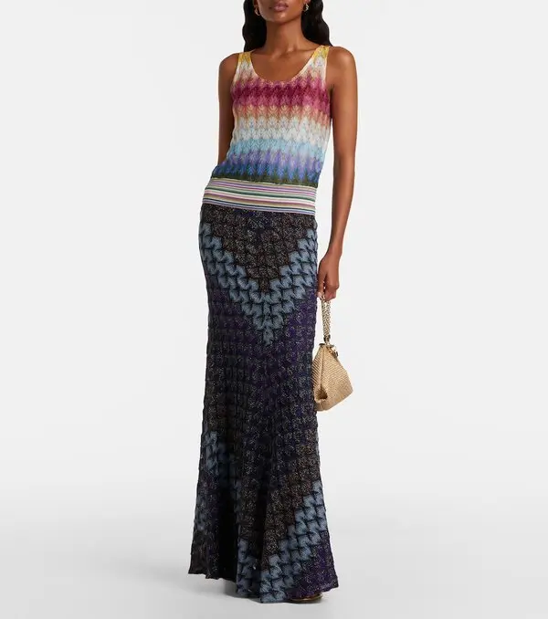 Missoni Knitted Lame Maxi Skirt