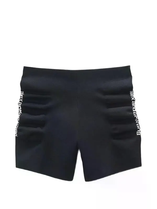Alexander Wang Ruched Logo-print Shorts - Black