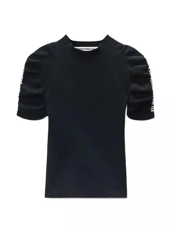 Alexander Wang Ruched Logo-tape T-shirt - Black