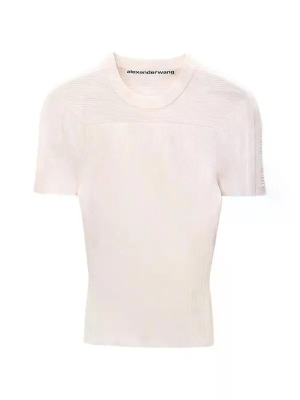Alexander Wang Logo Debossed Ribbed Knit T-shirt - Pink
